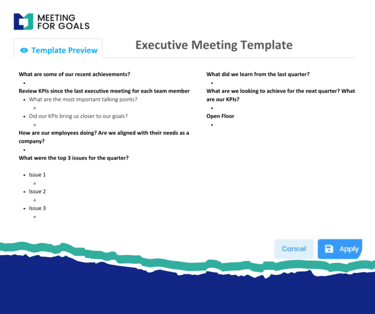 High Level Meeting Agenda Template - Meeting Agenda