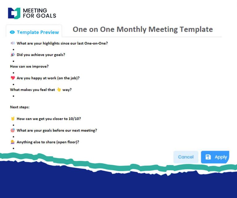 Daily Huddle Meeting Template - Meeting Agenda