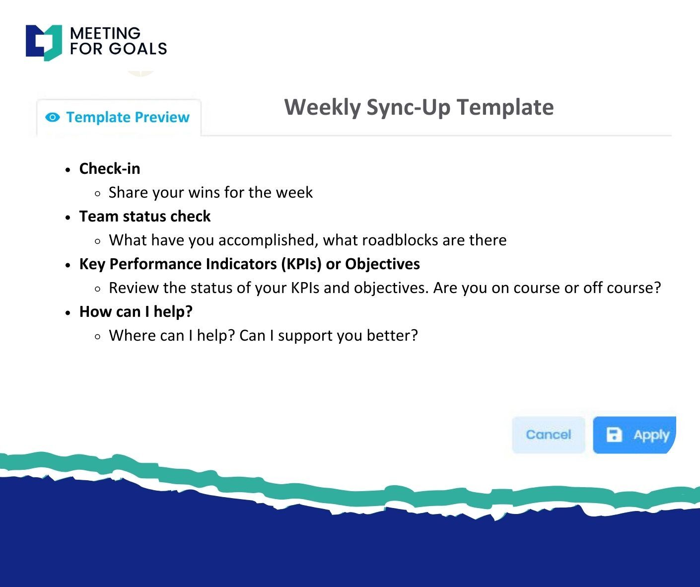Weekly Sync-up Meeting Template - Meeting For Goals